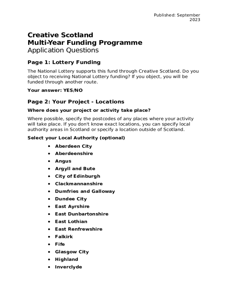 Multi-Year Funding - Application Questions Doc Template | pdfFiller