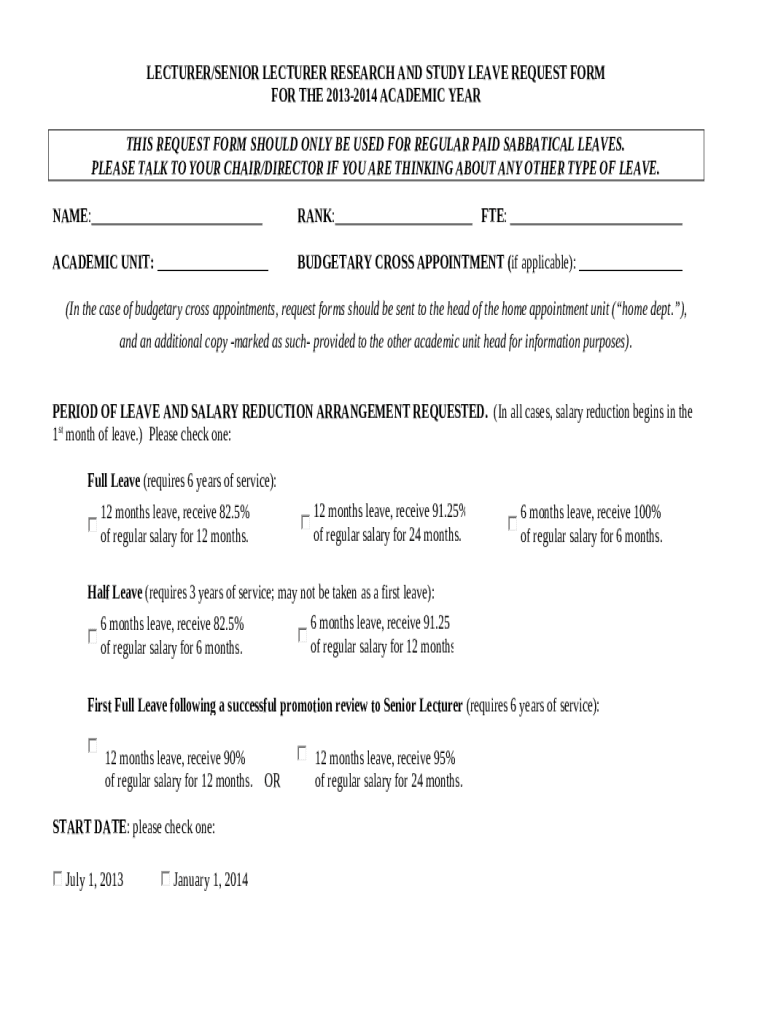 PROFESSORIAL-STREAM RESEARCH AND STUDY LEAVE REQUEST - hive utsc ...