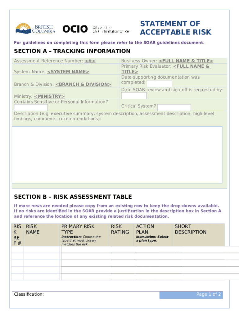 STATEMENT OF ACCEPTABLE RISK GUIDELINES Doc Template | pdfFiller