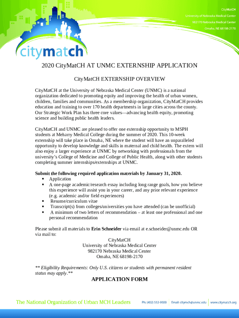 2020 CityMatCH Meharry Externship Application Doc Template | pdfFiller