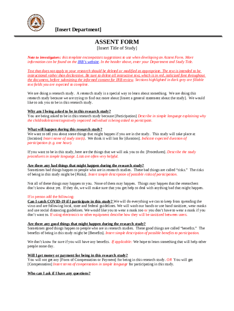 Insert Department ASSENT - research okstate Doc Template | pdfFiller
