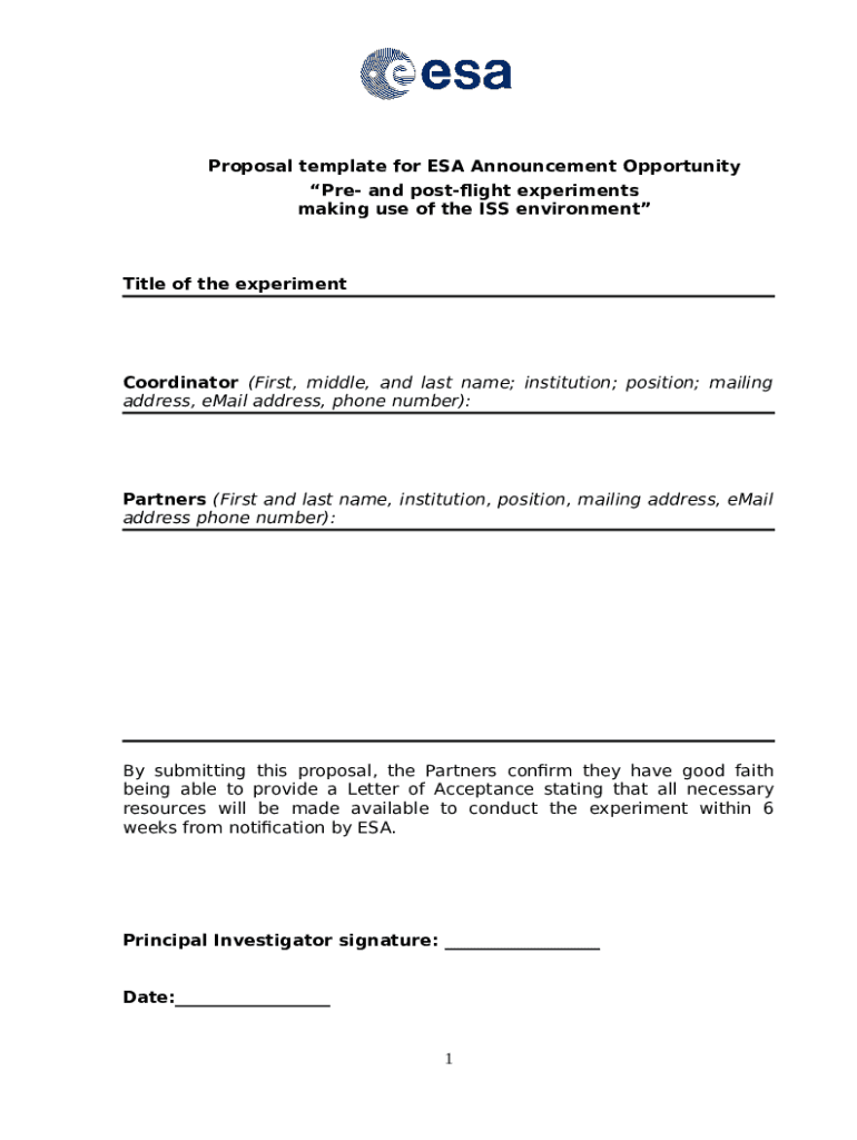 Calling scientists: send your experiment out of this world Doc Template | pdfFiller