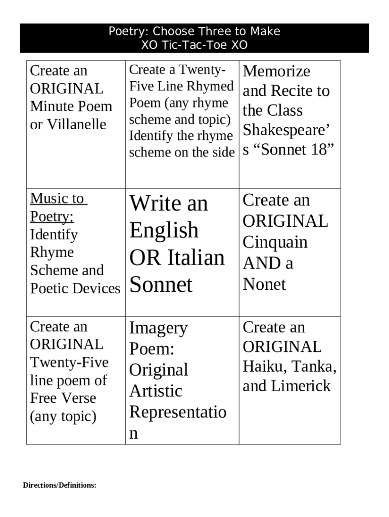 Poetic s: The sonnet, the villanelle, and the rondeau Doc Template ...