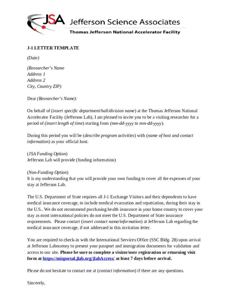 sample j1 researcher invitation letter Doc Template | pdfFiller