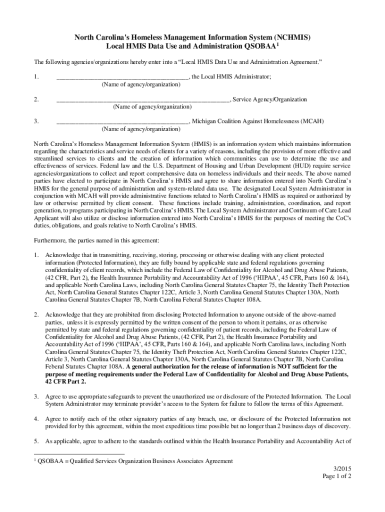 Fillable Online North Carolina's Homeless Management Information System ... Fax Email Print ...
