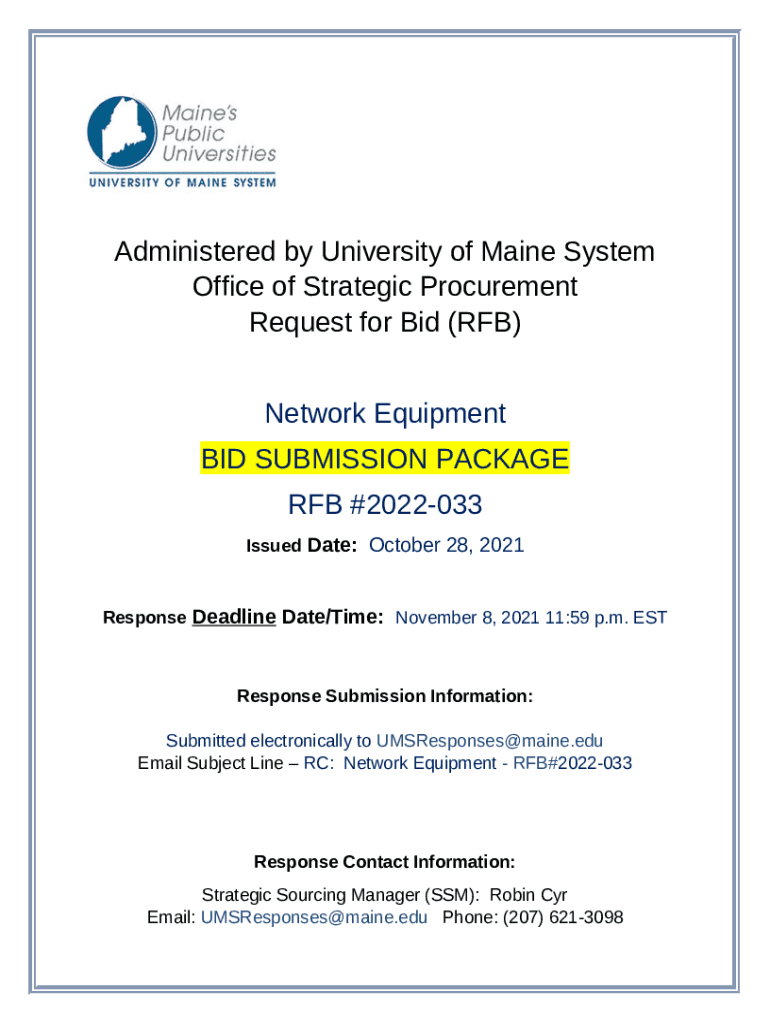 RFB 2022-033 Bid Submission Doc Template | pdfFiller