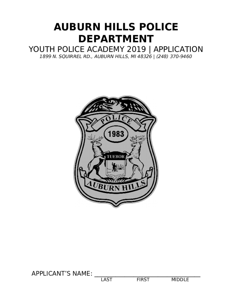 AUBURN HILLS POLICE DEPARTMENT APPLICATION Doc Template | pdfFiller