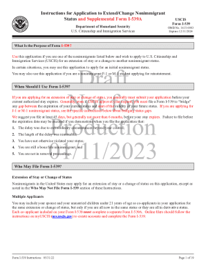 Fillable Online Form I-539, Instructions for Application to Extend ...