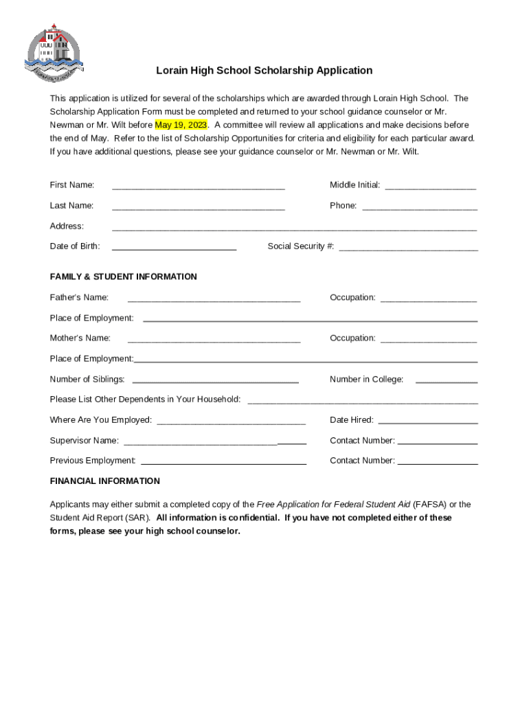 Lorain Admiral King Scholarship Application Doc Template | pdfFiller