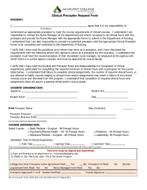 Fillable Online Clinical Preceptor Request Form 2023 Fax Email Print ...