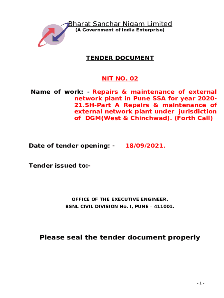 BHARAT SANCHAR NIGAM LIMITED - MAHARASHTRA INTRANET ... Doc Template | pdfFiller