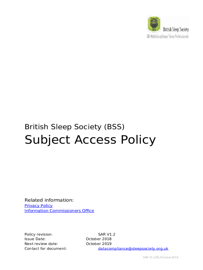 BSS Subject access policy and Doc Template | pdfFiller