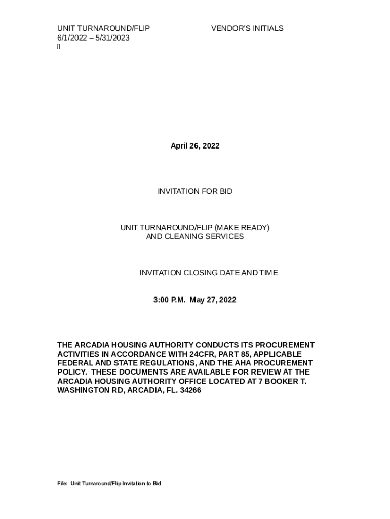 INVITATION FOR BIDS FOR JANITORIAL SERVICES IFB ... Doc Template | pdfFiller