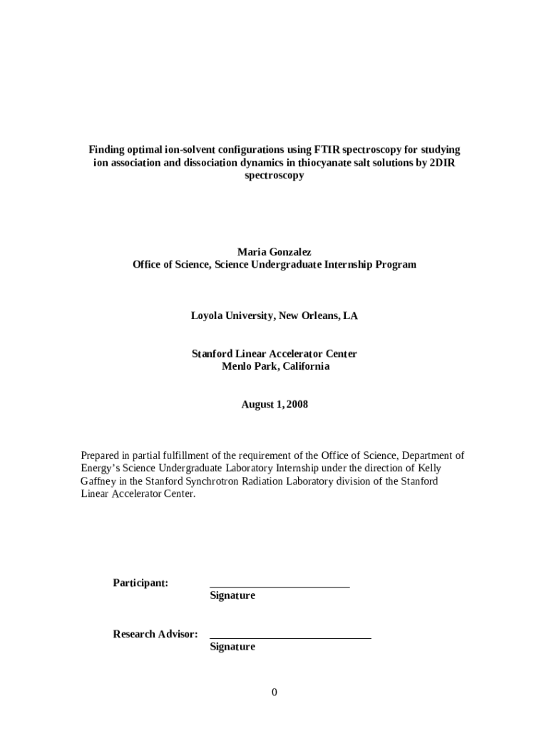 Finding optimal ion-solvent configurations using FTIR For ... - www2 slac stanford Doc Template ...