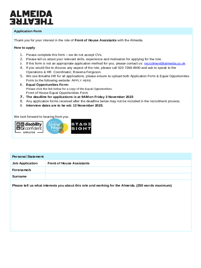 FoH-Assistants-Application-- ... Doc Template | pdfFiller