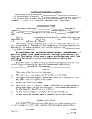 Legal Marital Separation Agreement Sample Doc Template | pdfFiller