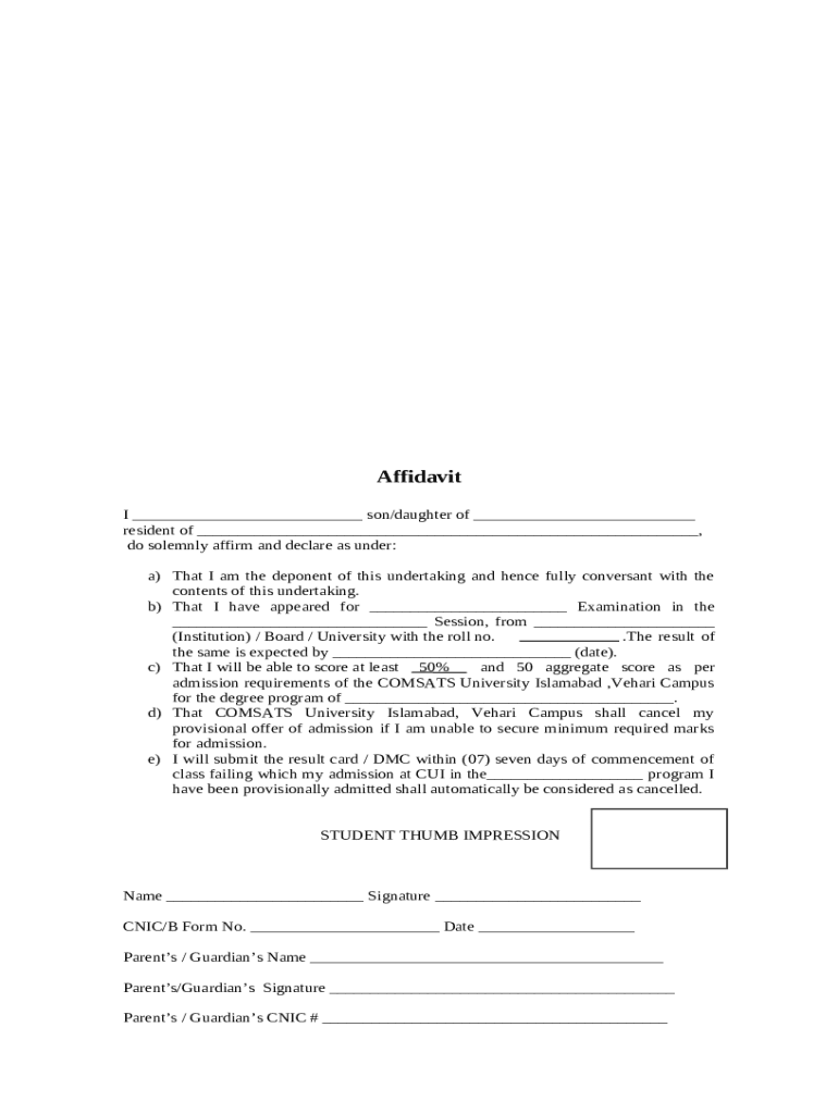 Specimen of Affidavit or "Hope Certificate" - Stamp Paper Doc Template ...