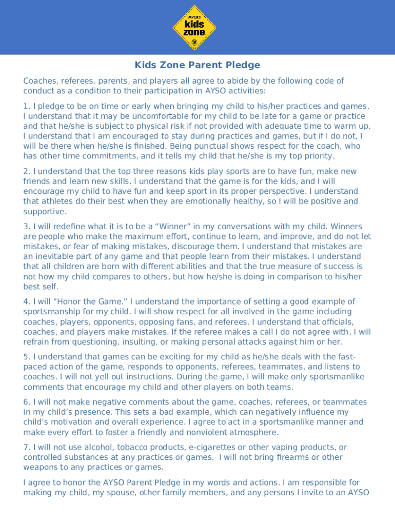 Coaches, referees, parents, and players all agree to abide by the ...