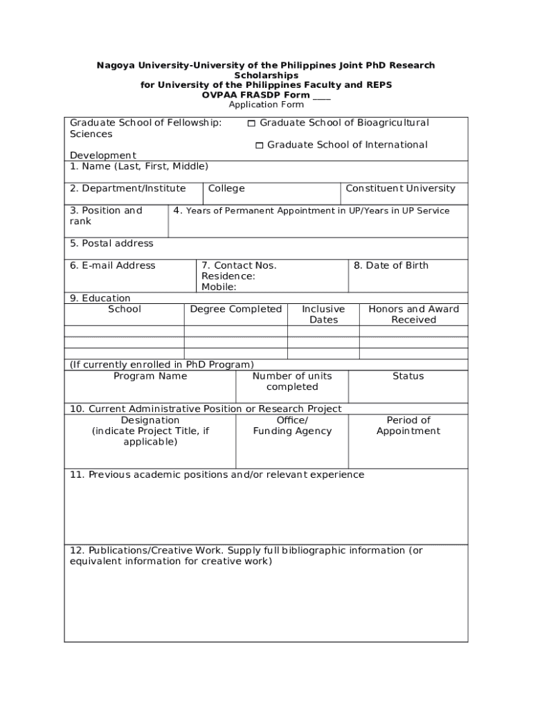 Scholarship Application - The UPLB Graduate School Doc Template | pdfFiller
