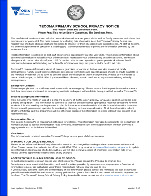 The main purpose for collecting this ination is so that Tecoma Primary School can register your ...