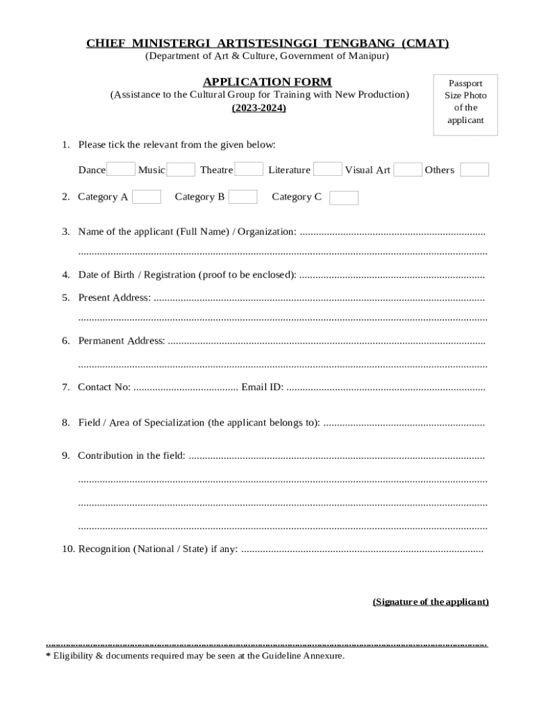 Chief Ministergi Artiste Sing Gi TengbangManipur Citizen Doc Template ...