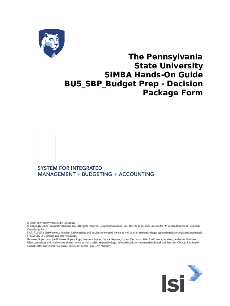 BU5SBPBudget Prep - Decision Package Doc Template | pdfFiller
