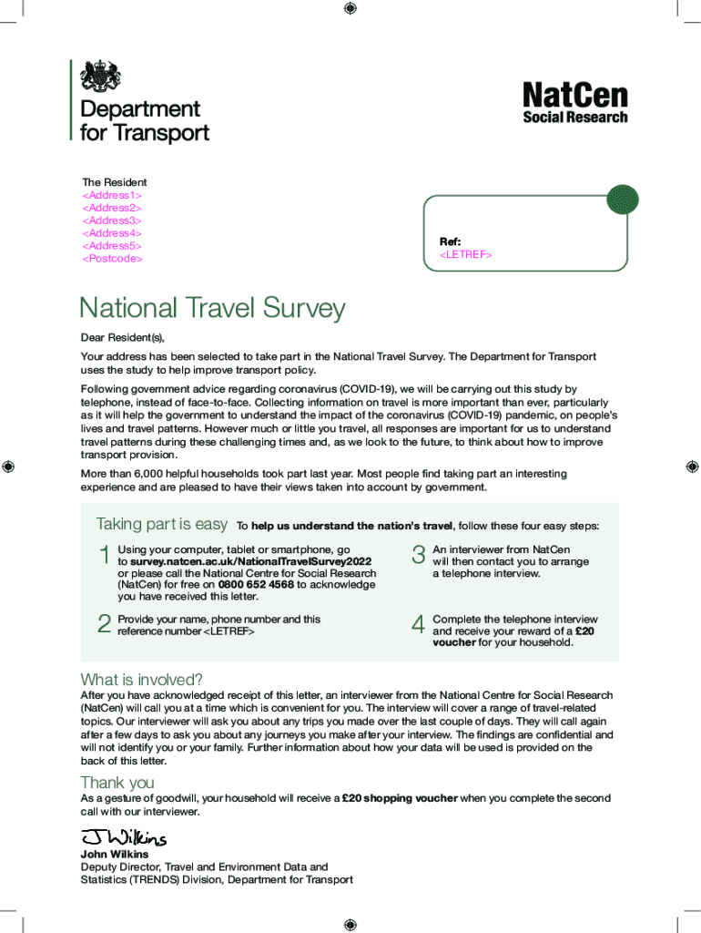 Fillable Online National Household Travel Survey Daily Travel Quick ...