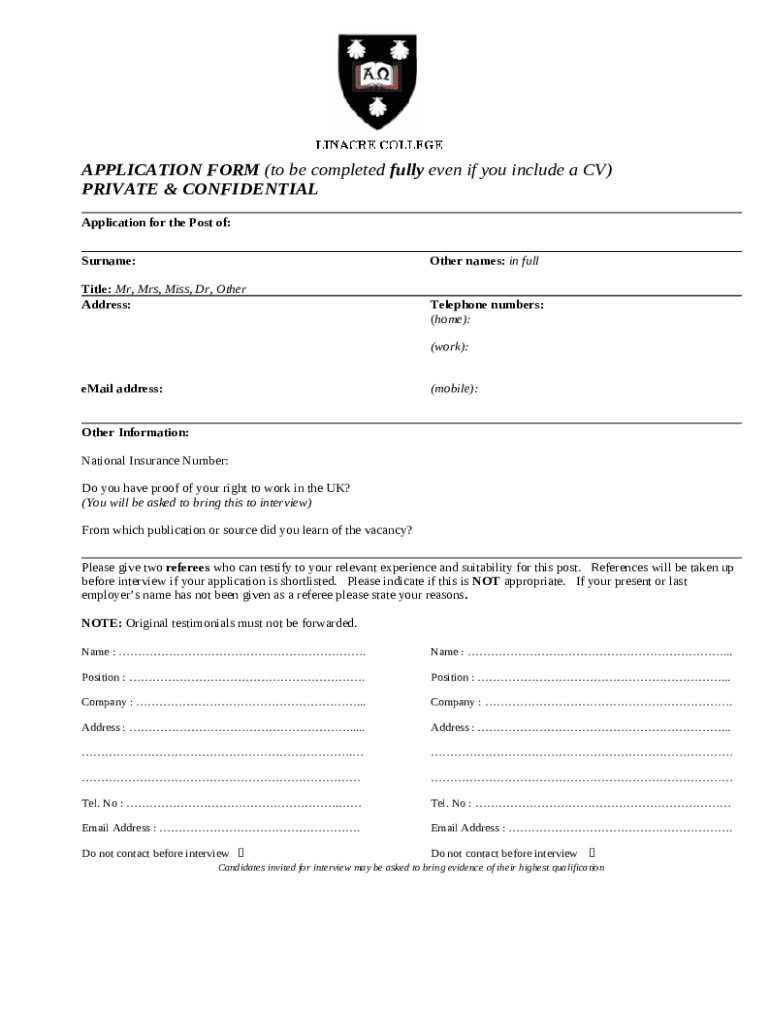 To apply for the above position, please complete the following OUCS ...