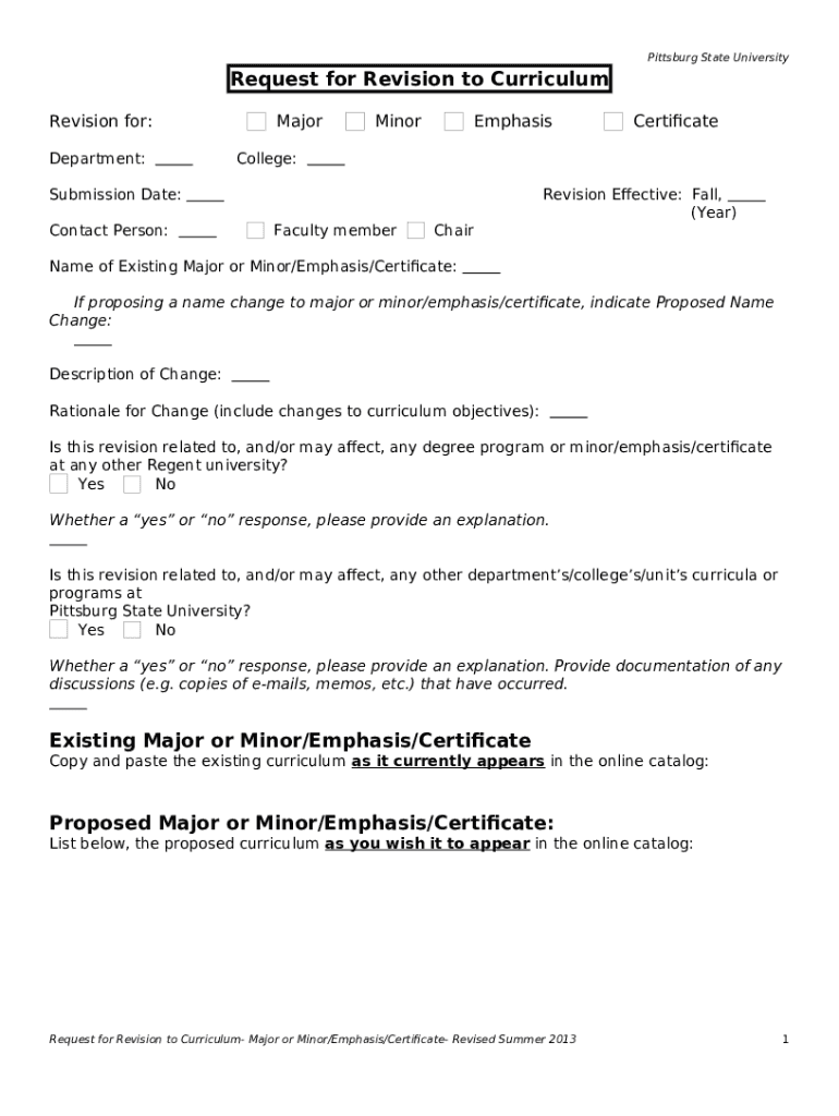 Curriculum Change Guide for Creating a New Academic ... Doc Template | pdfFiller