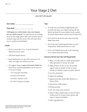 Fillable Online Diet Progression: When to Change Your Diet After ...
