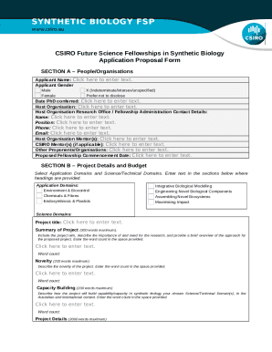 CSIRO SynBio FSFs Application Doc Template | pdfFiller