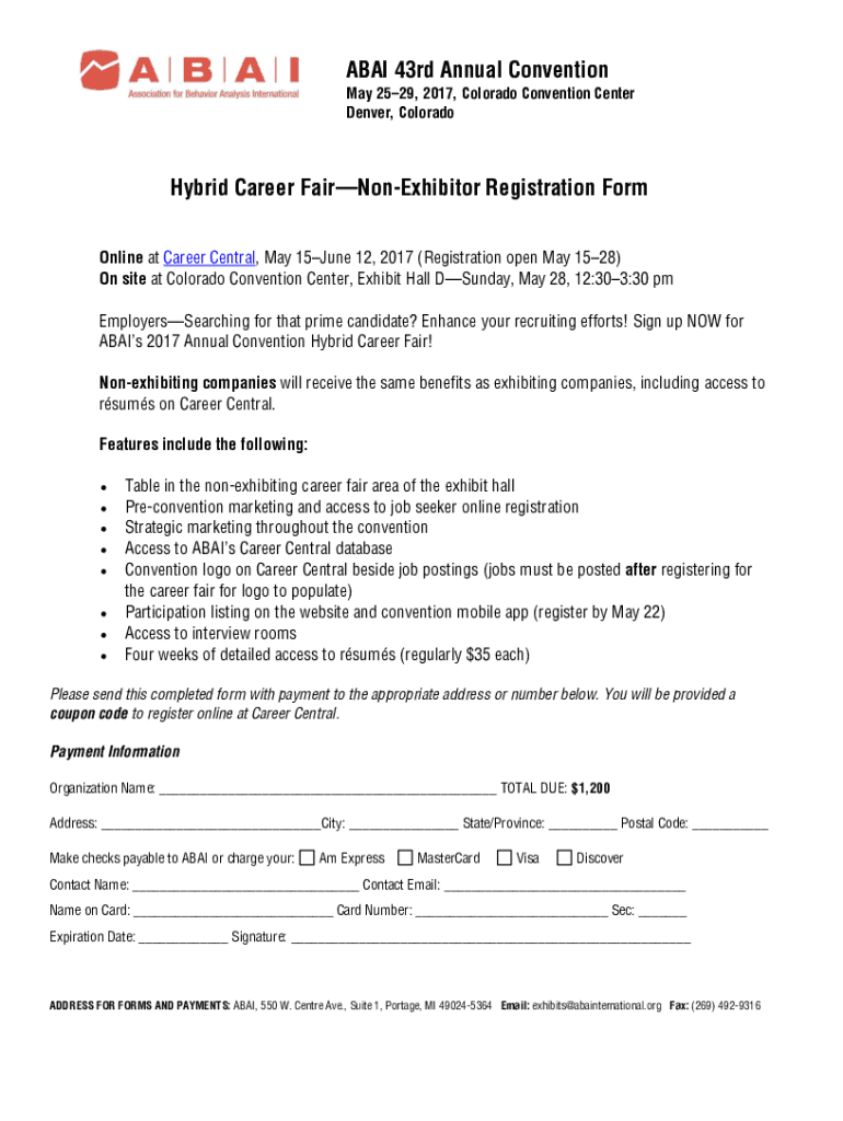 Fillable Online Hybrid Career FairNon-Exhibitor Registration Form Fax ...
