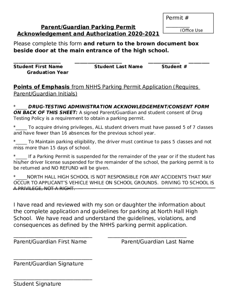 Parent/Guardian Parking Permit Acknowledgement and ... Doc Template ...