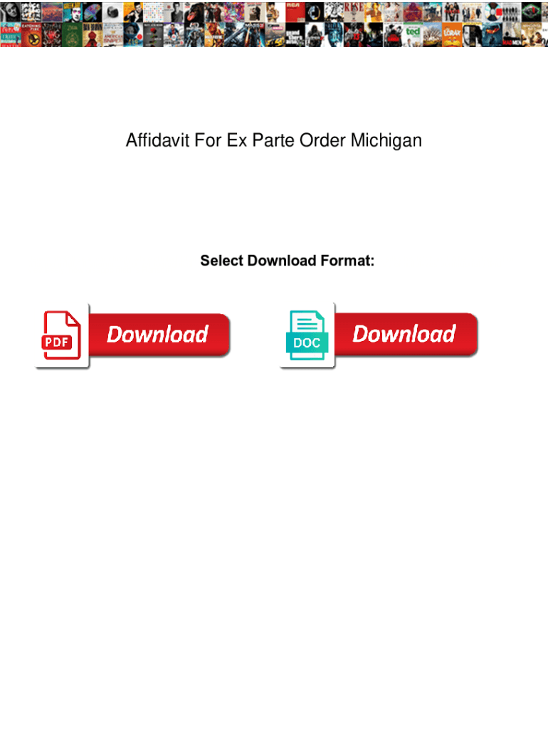 Fillable Online Affidavit For Ex Parte Order Michigan. Affidavit For Ex ...