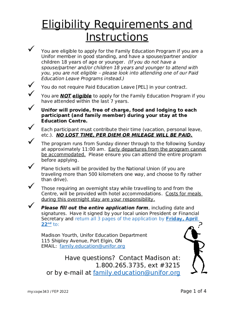 Eligibility Requirements and Instructions - Unifor Doc Template | pdfFiller