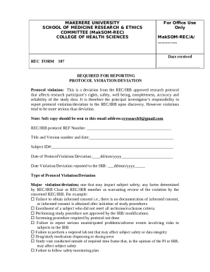 PROTOCOL VIOLATION/DEVIATION Doc Template | pdfFiller