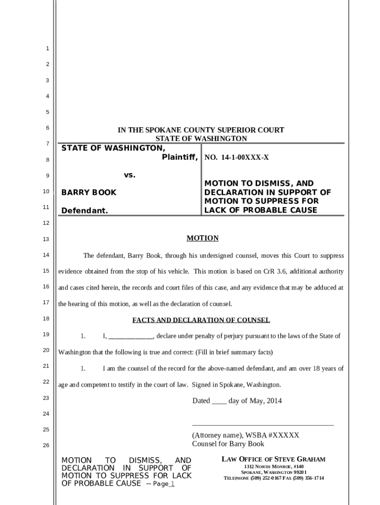 ' 201 - Washington State Courts - WA.gov Doc Template | pdfFiller