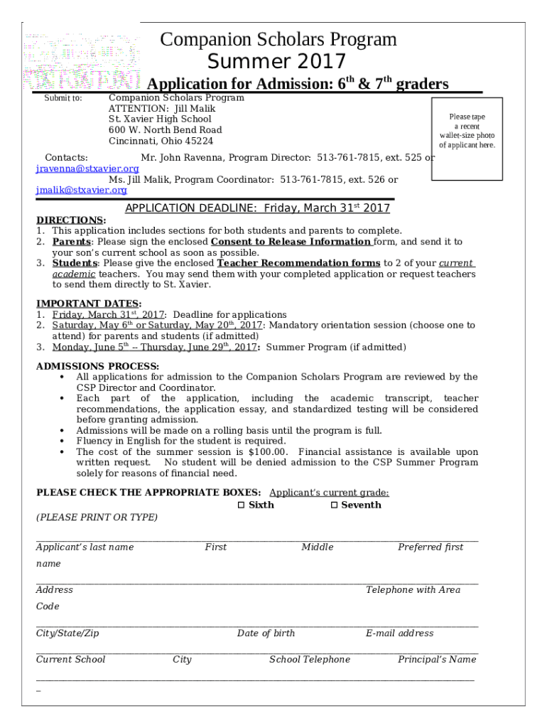 Online stxavier Companion Scholars Program Summer ... Doc Template | pdfFiller