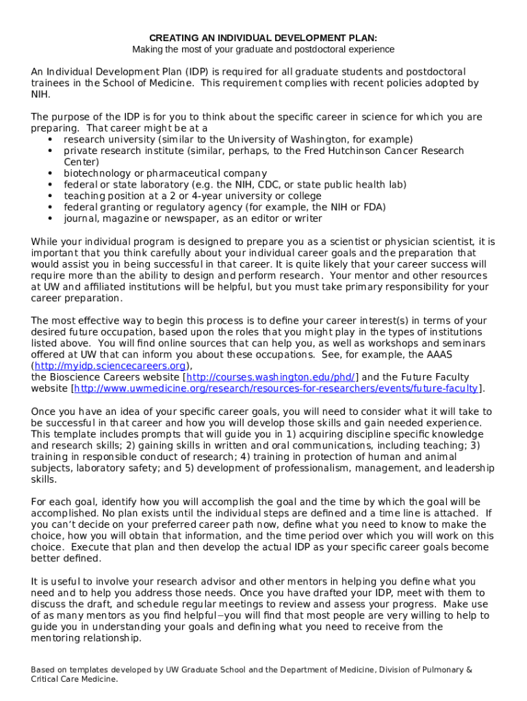 Use and effectiveness of the Individual Development Plan ... Doc Template | pdfFiller