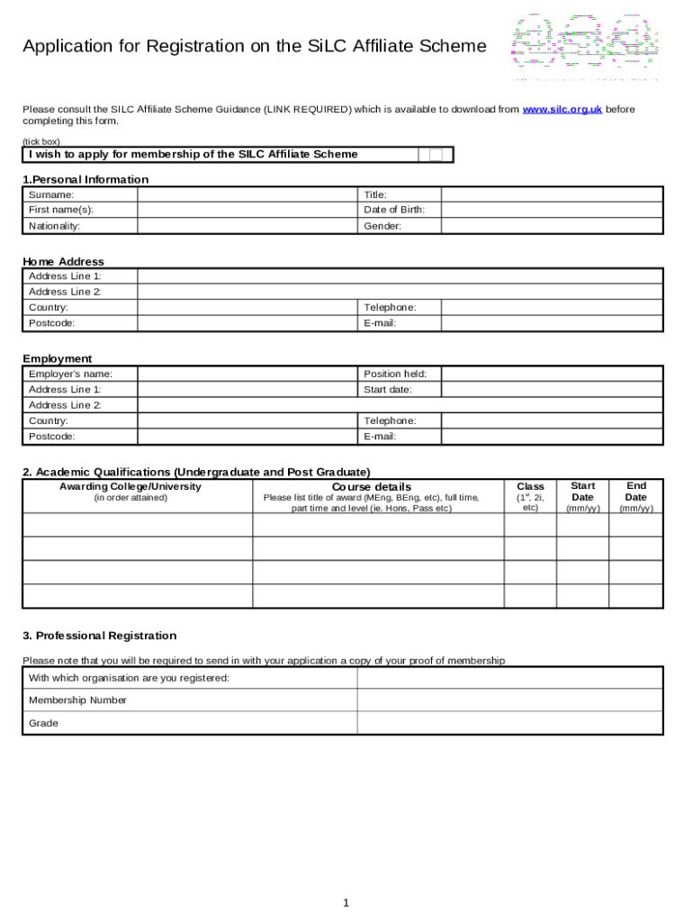 SiLC Affiliate Scheme Application Guide Doc Template | pdfFiller