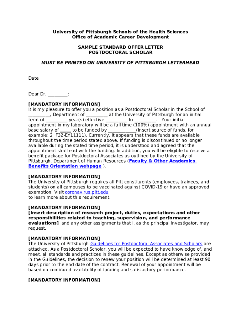 Postdoctoral Career Development s Doc Template | pdfFiller