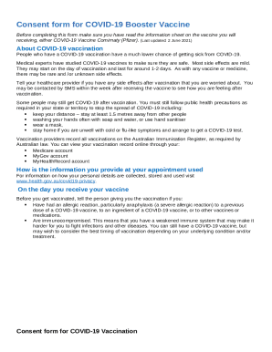 Consent for COVID-19 Booster Vaccine Doc Template | pdfFiller