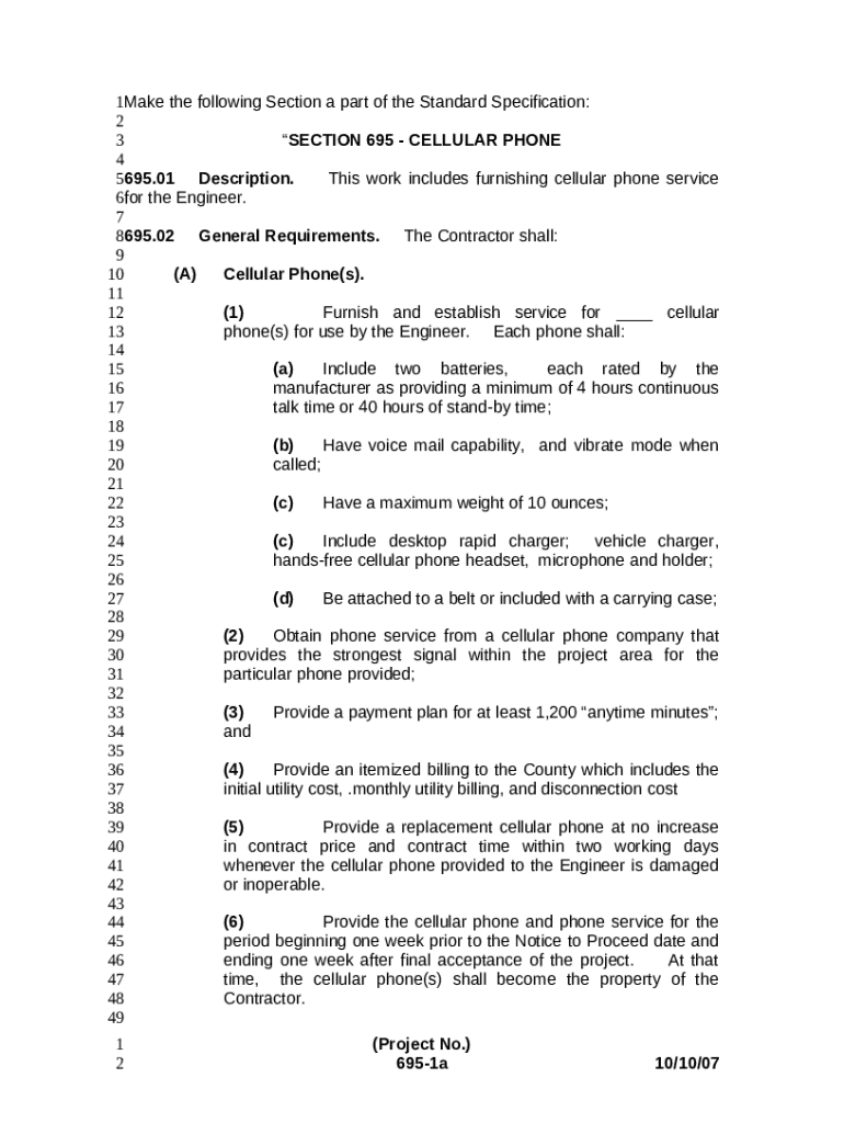Make the following Section a part of the Standard Specification Doc ...