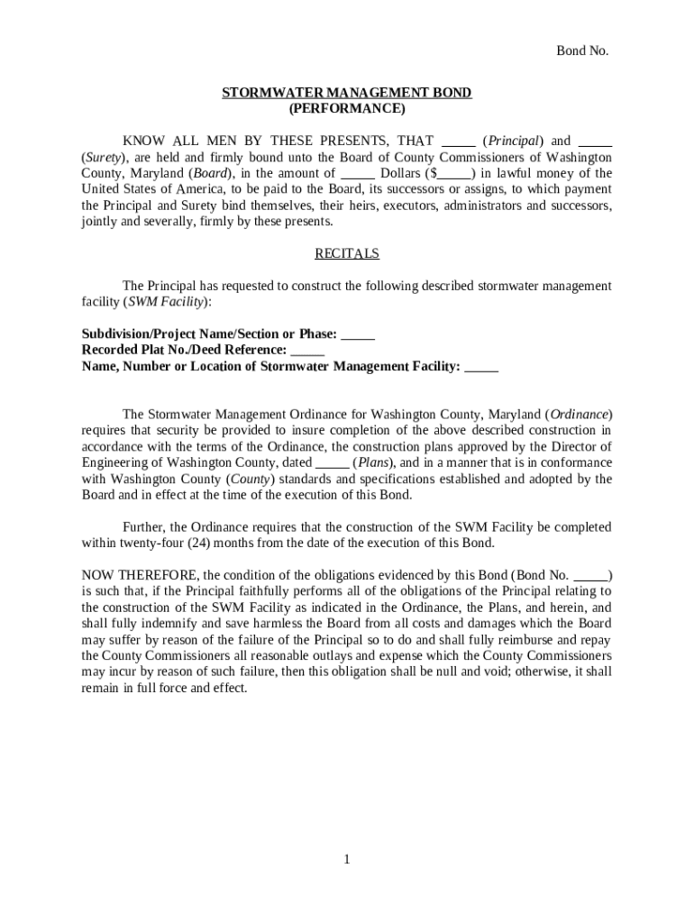 SWM Perance Bond (DOC) Doc Template | pdfFiller
