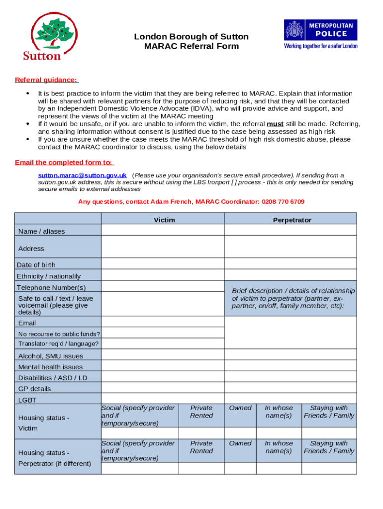 London Borough of Sutton MARAC Referral Doc Template | pdfFiller