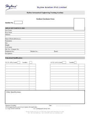 Skyline Aviation Entrolment Doc Template | pdfFiller