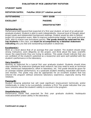 Student Laboratory Rotation Evaluation Doc Template | pdfFiller