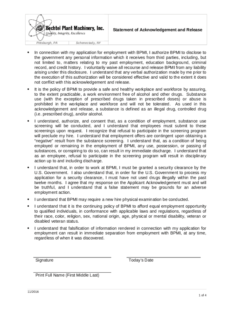 1 10/21 Statement of Acknowledgment and Release Doc Template | pdfFiller