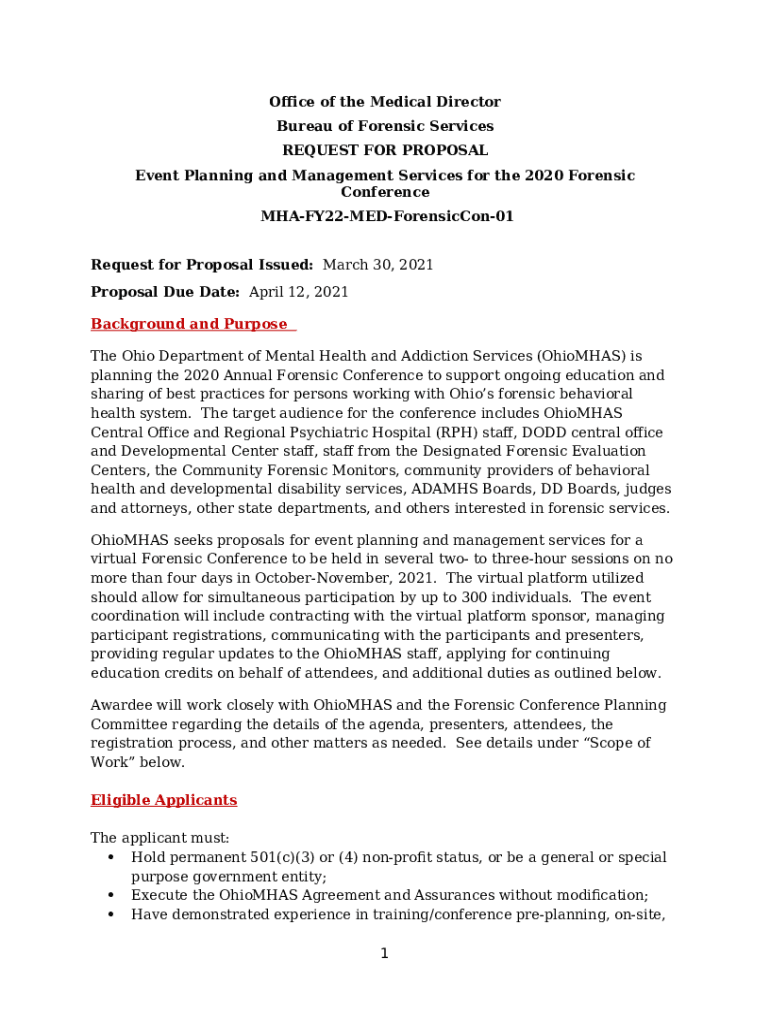 REQUEST FOR PROPOSAL FOR EVENT PLANNING ... Doc Template | pdfFiller