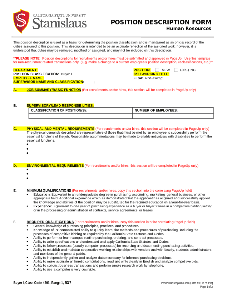 POSITION CLASSIFICATION:Buyer ICSU WORKING TITLE: Doc Template | pdfFiller
